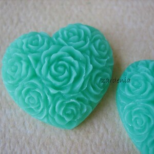 Green Heart Flower Cabochons, Green Hearts, 2 Pieces Green Resin Heart ...
