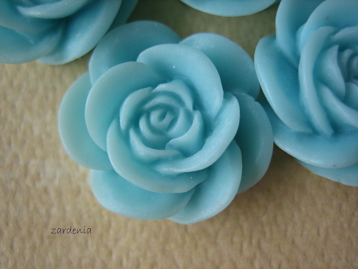 Blue Roses Blue Flowers 18mm Blue Roses Resin Roses 4pcs - Etsy