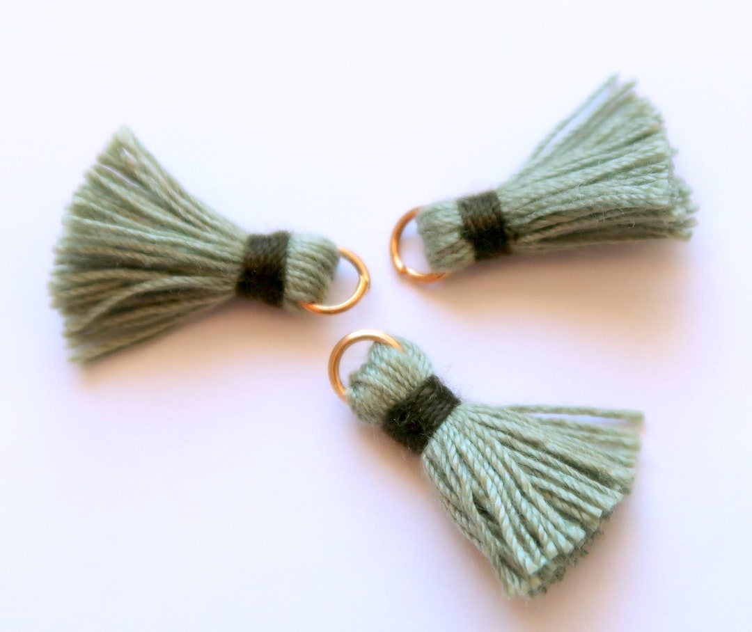 Sage Tassels, Sage and Olive Green Tassels, Small Green Tassels, Gold ...