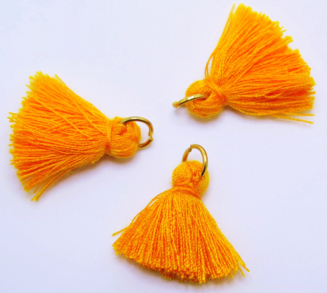 Orange Tassels, Small Jewelry Tassels With Matching Binding and Gold ...