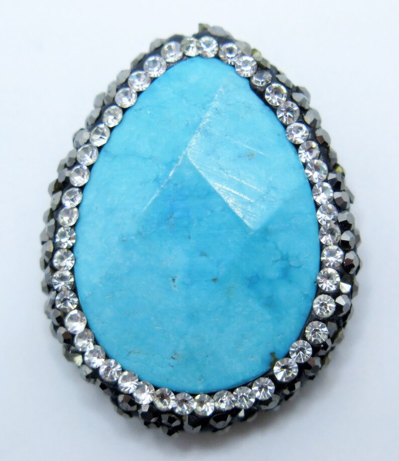 Howlite Bead Dyed Blue Howlite Teardrop Bead with Hematite | Etsy