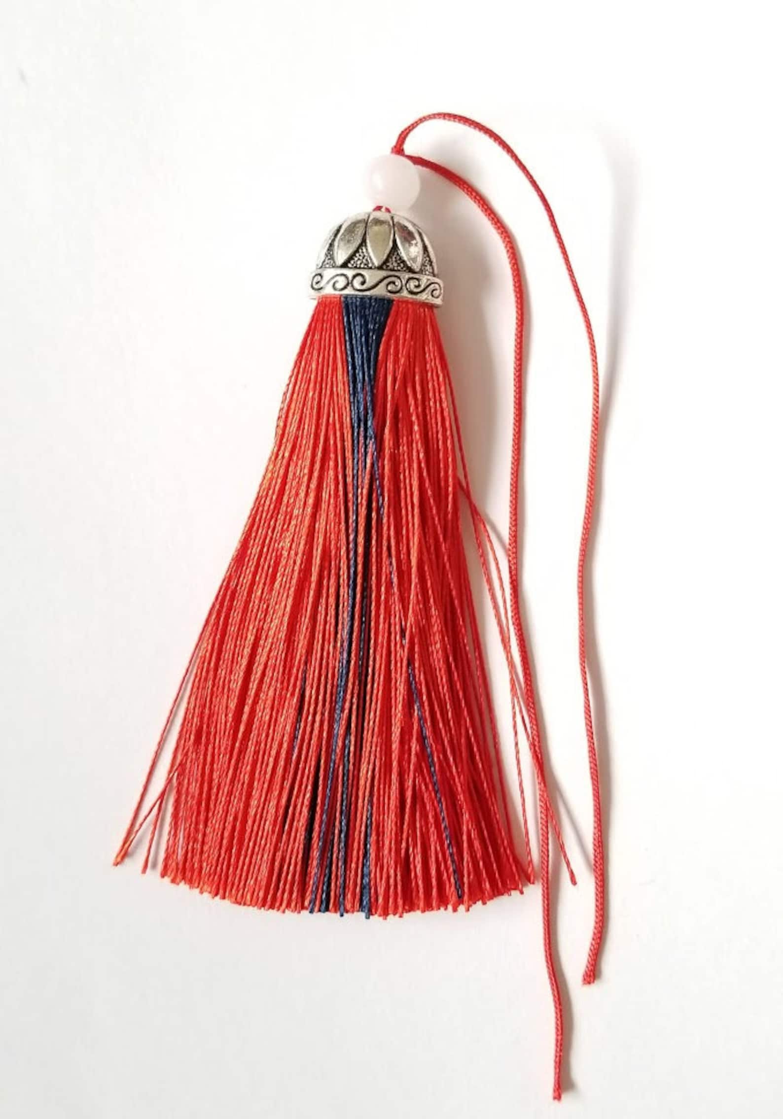 Red Tassel, Long Red Tassel, Red and Blue Tassel, Tassel With Cap, 4 ...