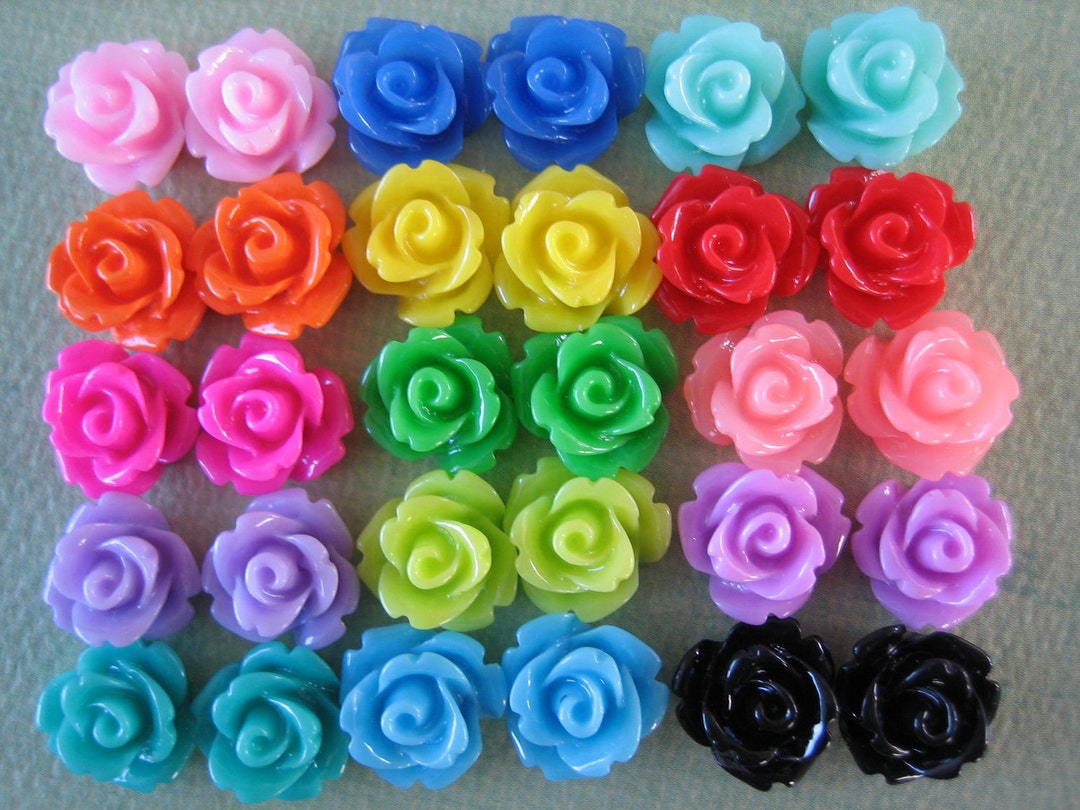 Mini Roses, Mini Rose Cabs, Mini Rose Flower Cabochons, 10mm, Mixed ...