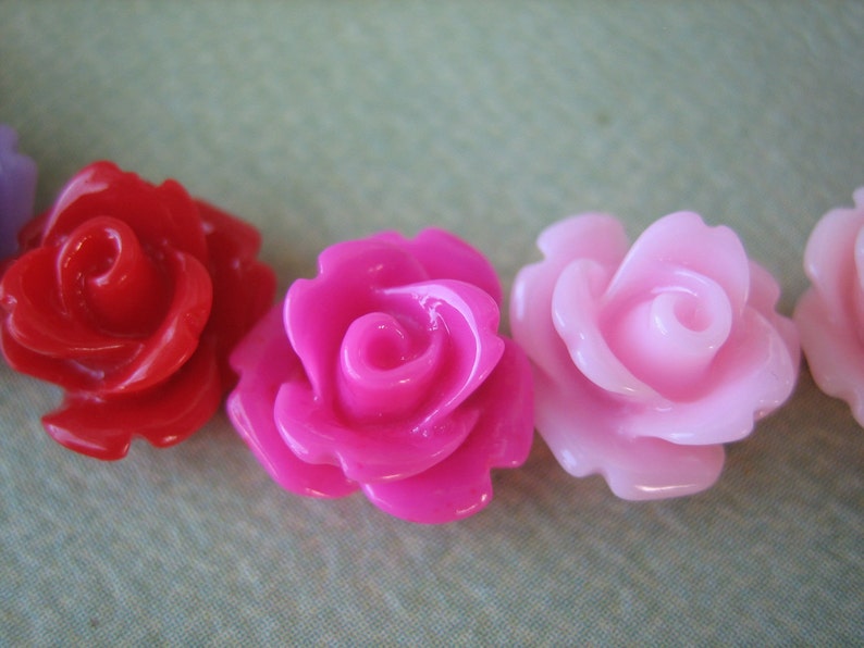 Mini Roses, 10mm Mini Roses, 22pcs Flower Cabochons, 10mm Resin Flowers ...