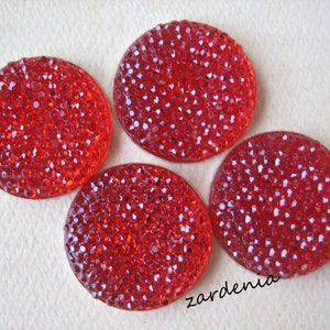 Round Red Cabochons, 4PCS Resin Rhinestone Cabochons, 24mm Sparkly ...