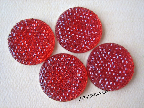 Round Red Cabochons 4PCS Resin Rhinestone Cabochons 24mm - Etsy