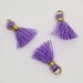Purple Tassels, Mini Cotton Jewelry Tassels With Gold Binding and Gold ...