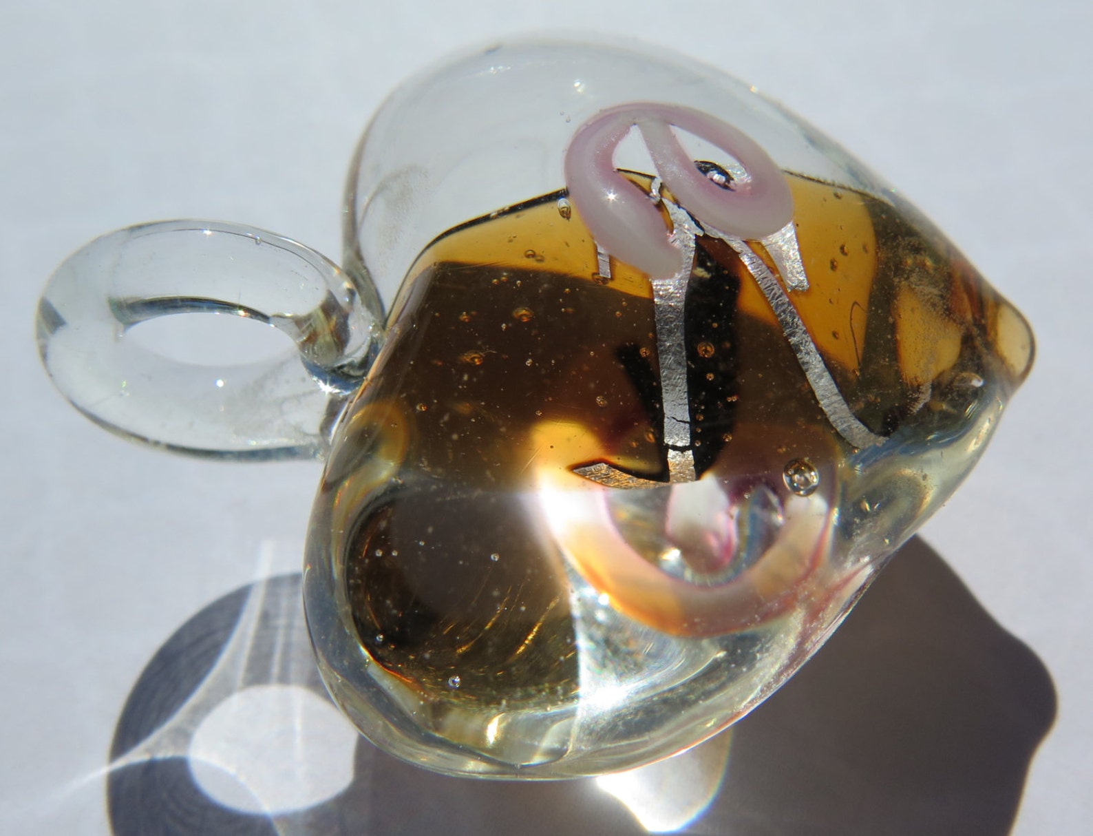 Heart Pendant, Glass Heart Pendant, Heart Charm, Gold Glass Heart ...
