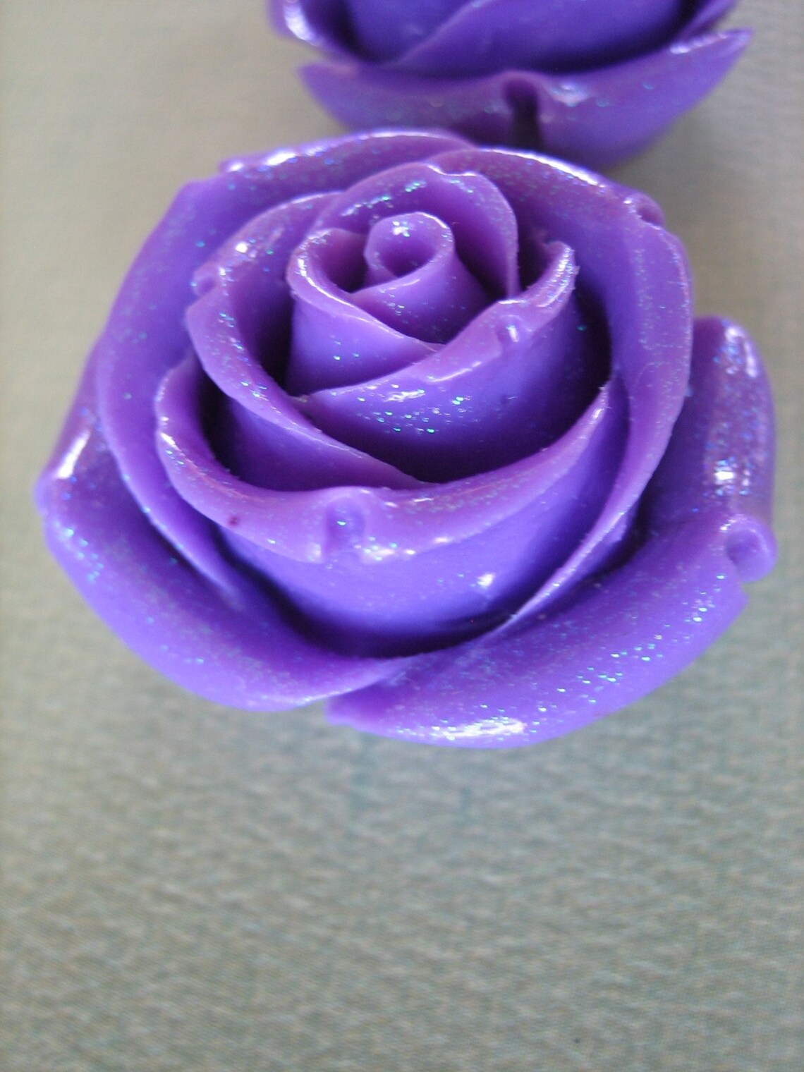 Purple Roses 35mm Purple Glitter Rose Cabochons 2pcs Large | Etsy