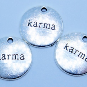 3PCS - Karma Charms - Silver Toned Round Charm - 20mm - N21 - Etsy