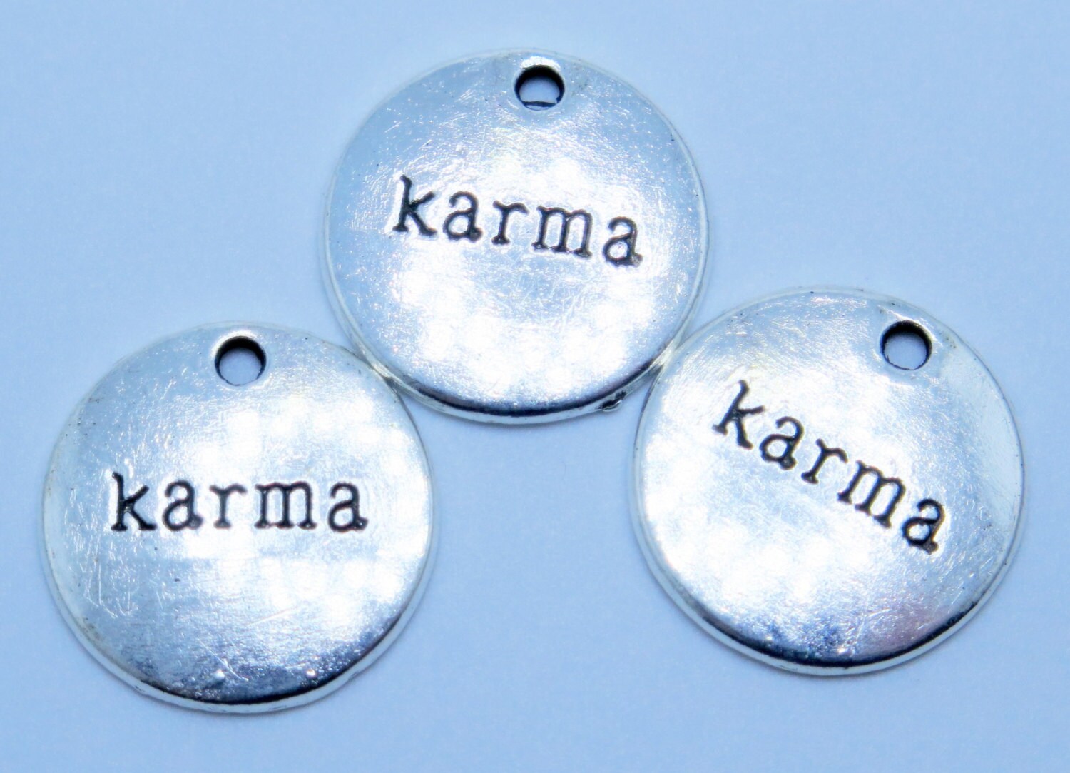 3PCS - Karma Charms - Silver Toned Round Charm - 20mm - N21 - Etsy