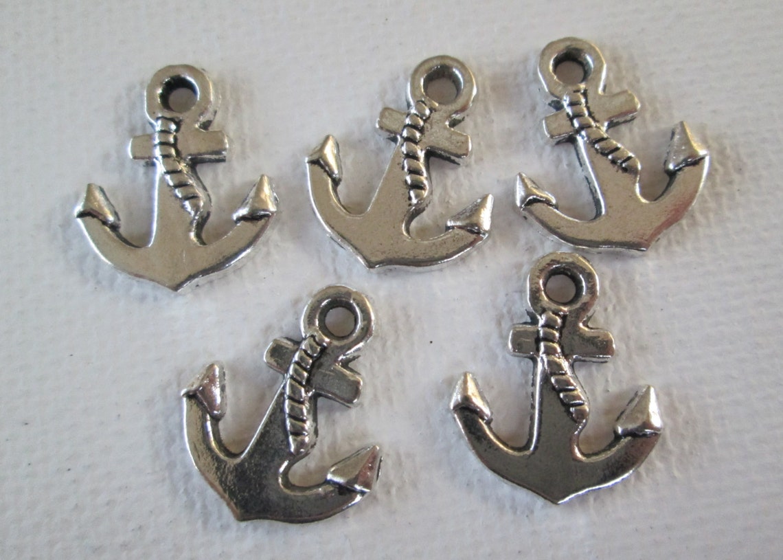 Silver Anchors, 5pcs Anchor Charms, 17x14mm Anchors, DIY Anchor Charms ...