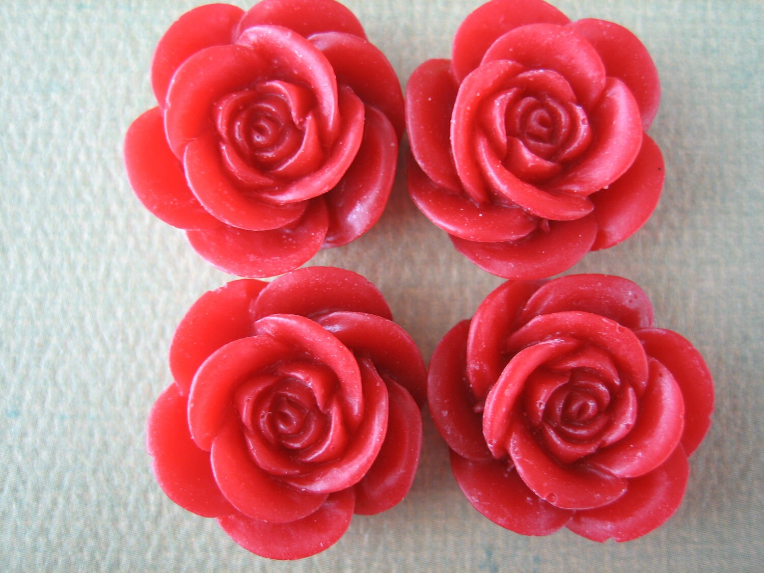 Red Roses Resin Roses 18mm Red Roses 4pcs Rose Flower | Etsy