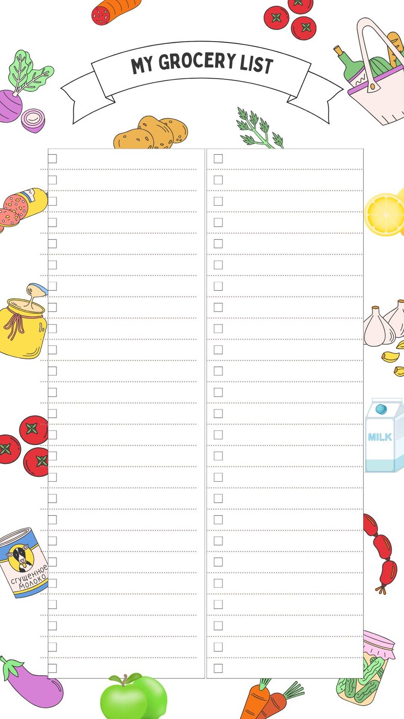 Fun Colorful Grocery List - Etsy UK