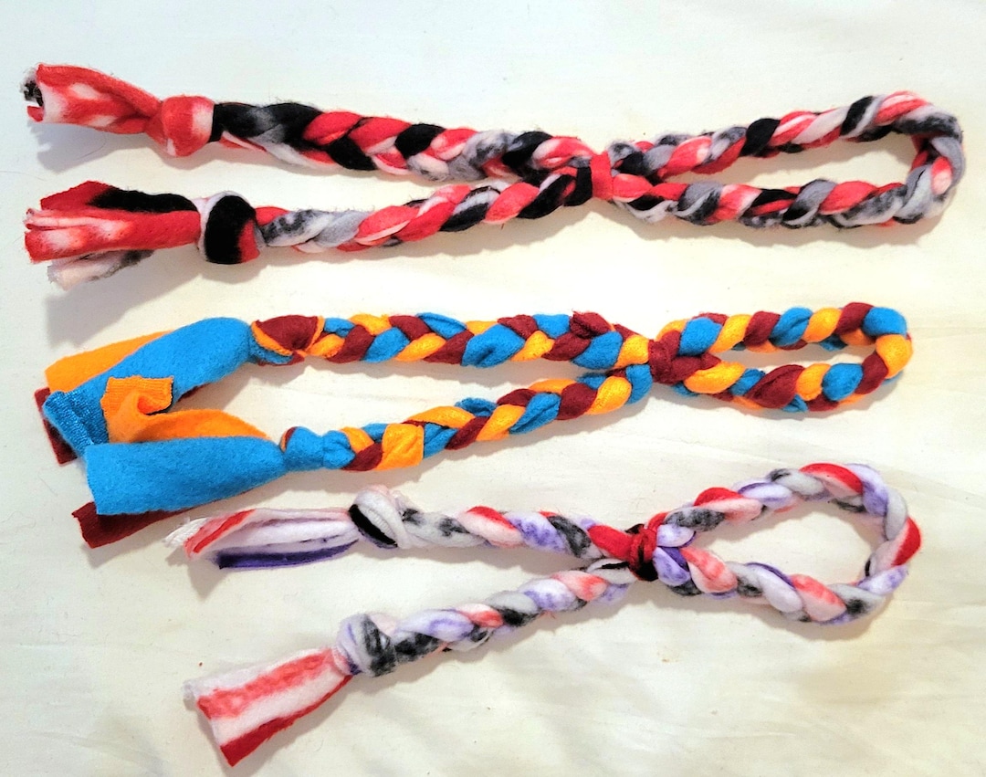 Soft Braided Fleece Rope Loop Cat or Small Dog Toy for Gentle Play ...