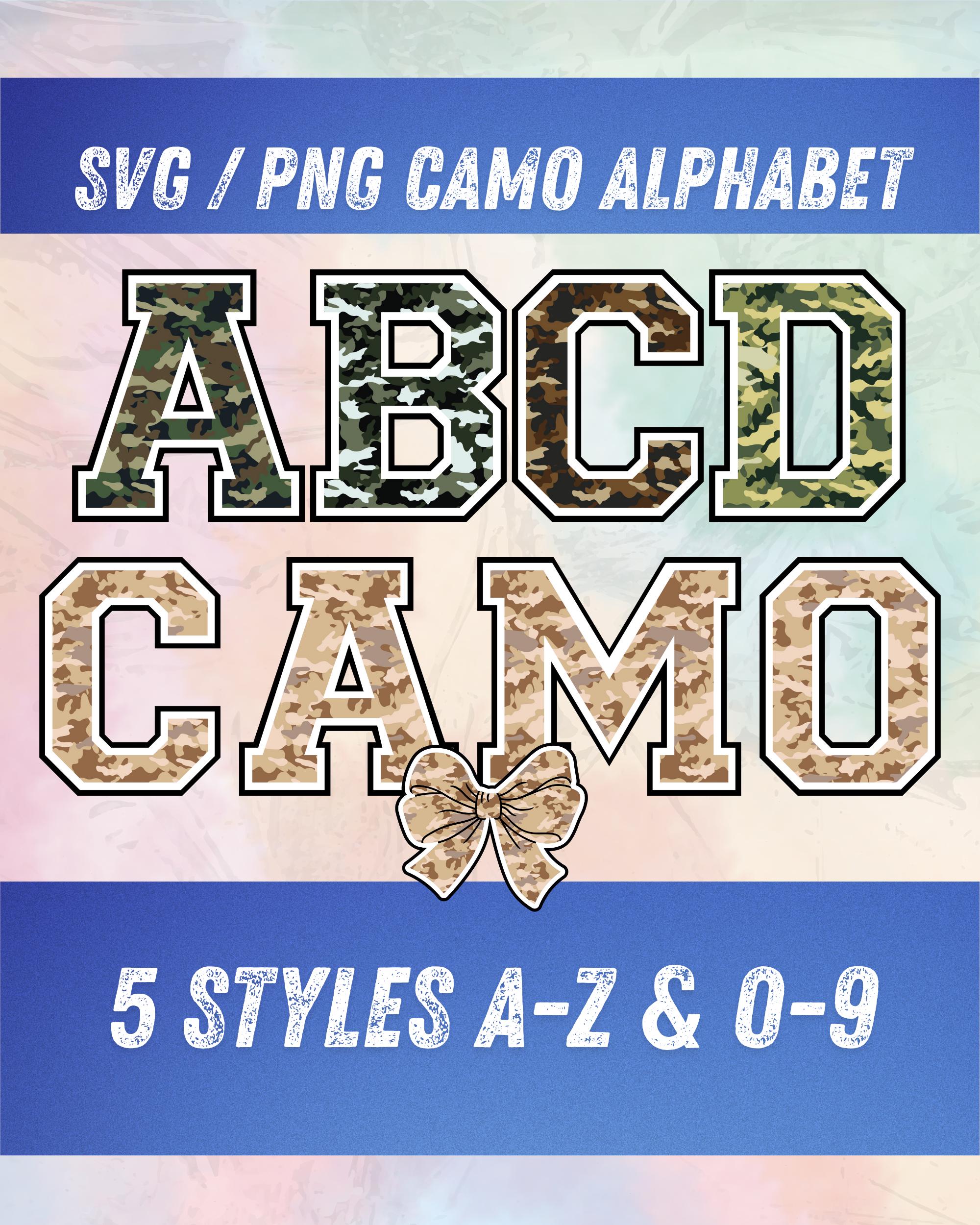 Varsity Font SVG PNG Bundle : Camo Sports Jersey Letters & Numbers ...