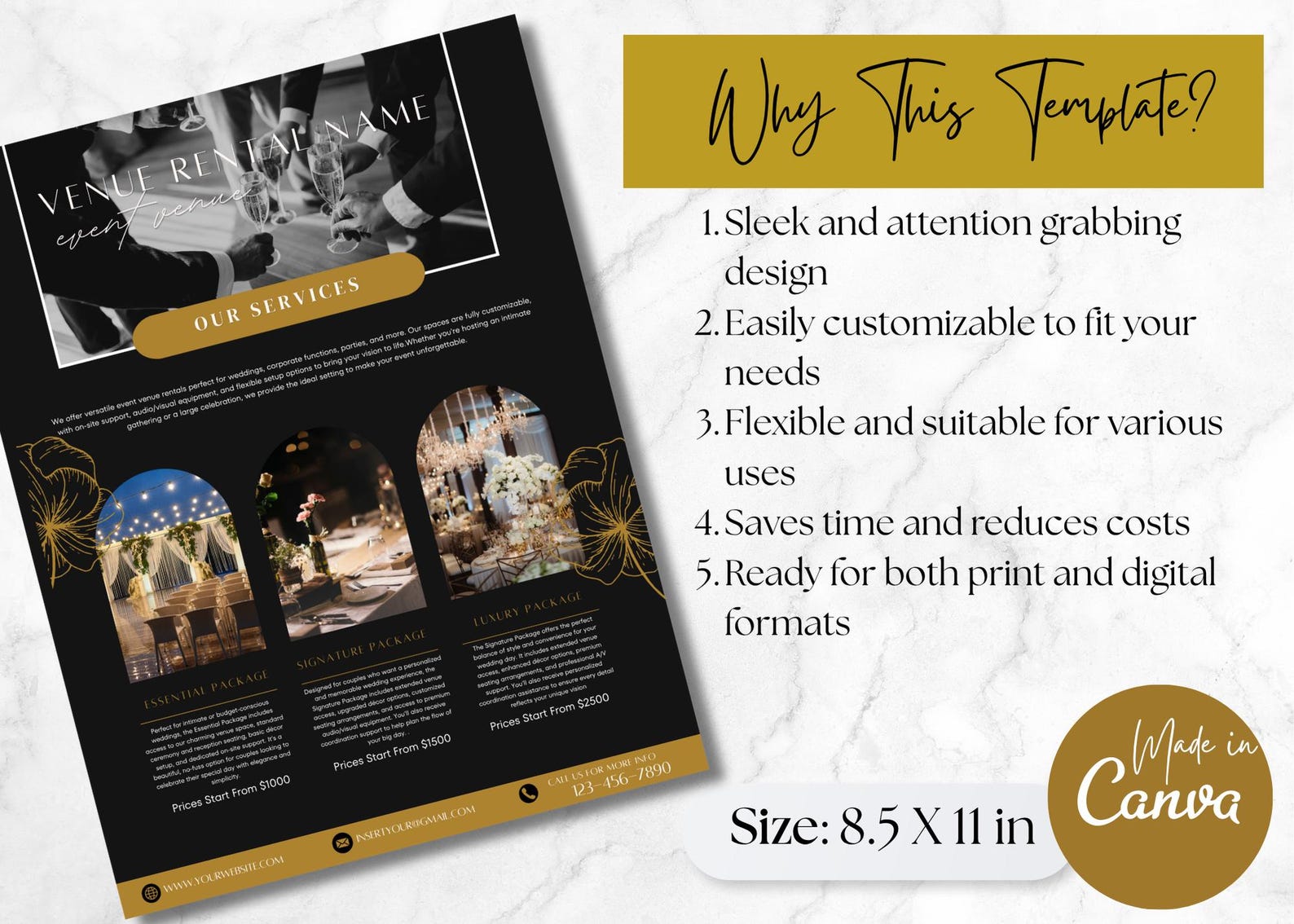 Event Venue Rental Flyer Template | Party & Venue Brochure | Business ...