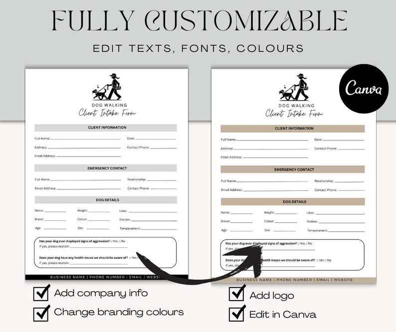 Editable Dog Walking Contract Template | Printable Pet Sitting ...