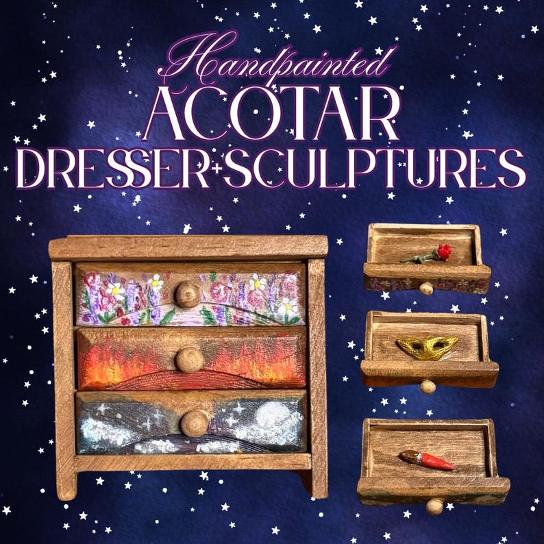 ACOTAR Inspired Dresser With Mini Sculptures | Hand Painted | Booktok ...