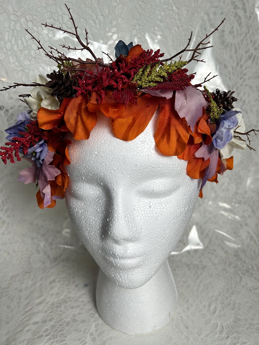 Rustic Boho Flower Crown Handmade Woodland Headpiece Festival Floral ...