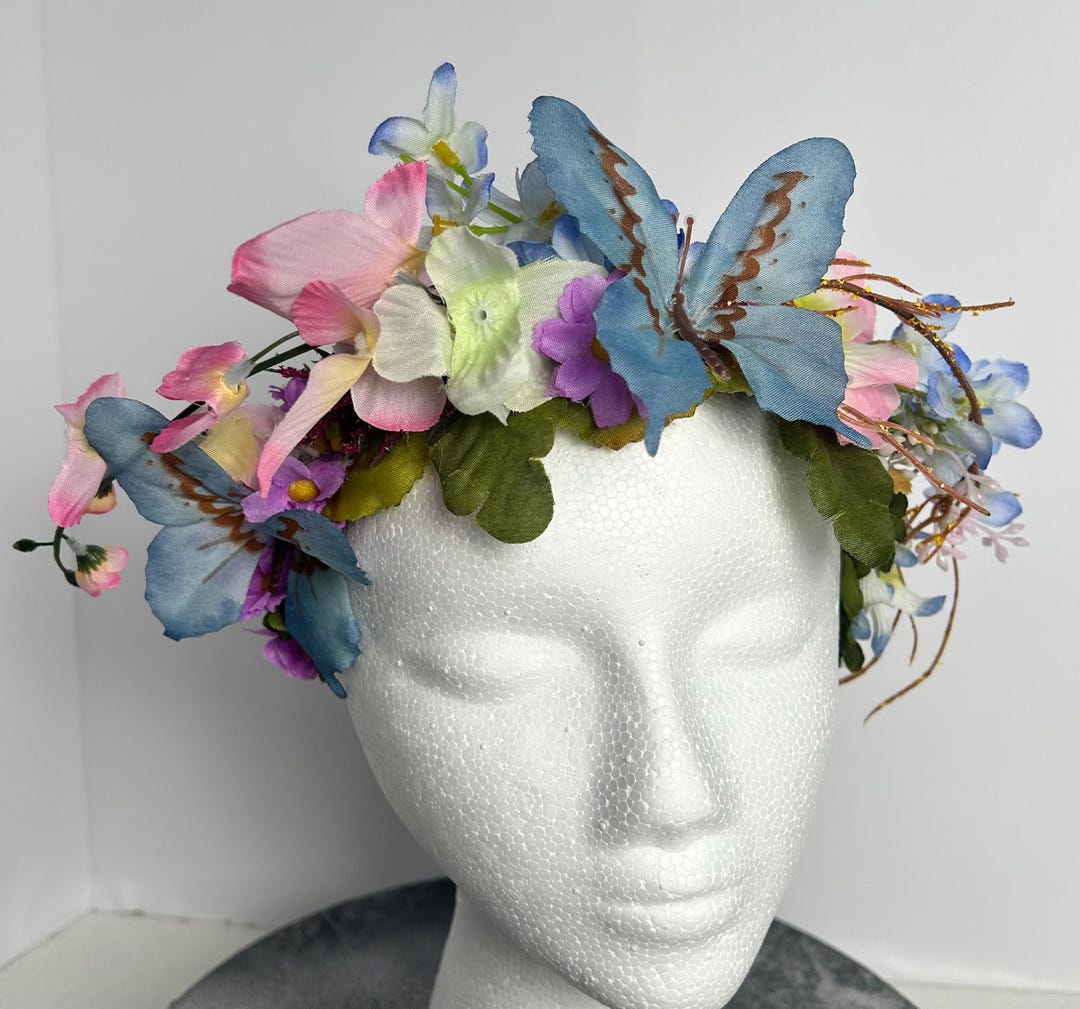 Pastel Butterfly Flower Crown | Fairycore Headband | Spring Festival ...