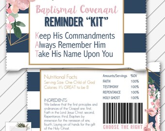 LDS Baptism Kit Kat Candy Wrapper Card, Digital Printable, Blush Pink ...