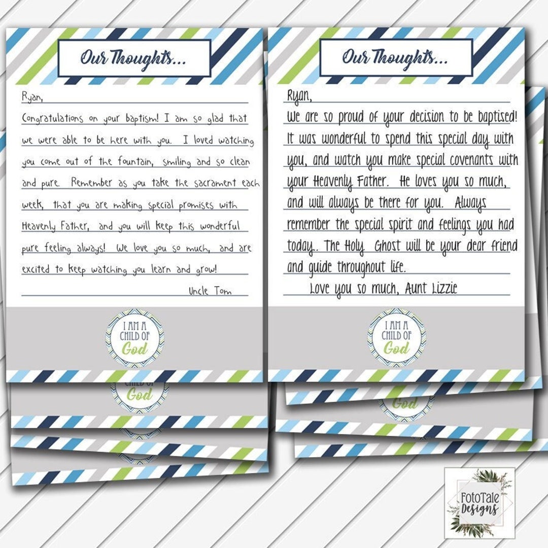 LDS Baptism Testimony Card, 5x7 and 4x6 Card, Digital Printable, Navy ...