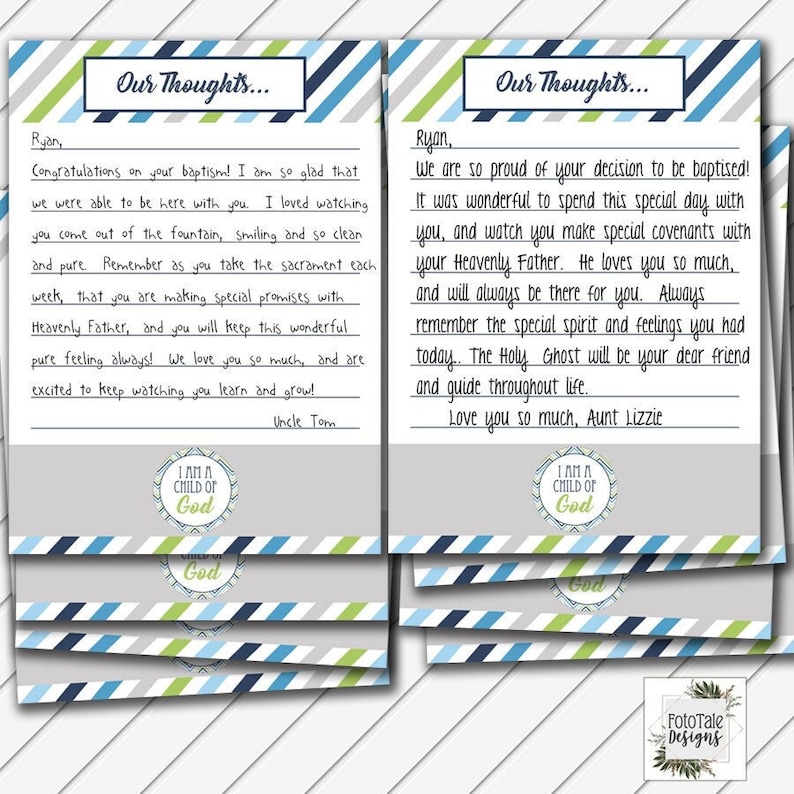 LDS Baptism Testimony Card, 5x7 and 4x6 Card, Digital Printable, Navy ...