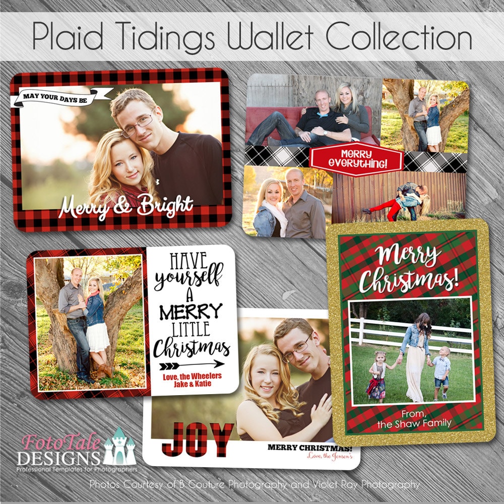 INSTANT DOWNLOAD - Plaid Tidings Wallet COLLECTION- Set of 5 Custom 2x3 ...