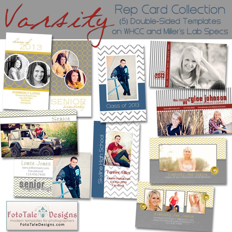 Varsity Senior Rep/411 Cards- Custom Photo Templates for Photographers ...
