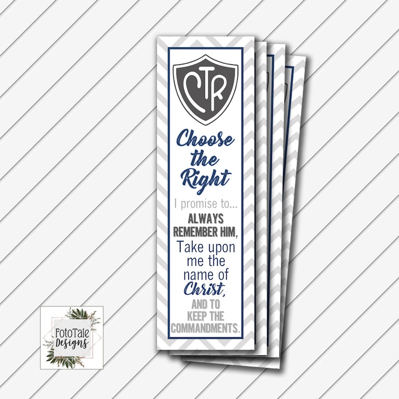 LDS Baptism Bookmark, 2x7 Card, Digital Printable, Navy and Gray ...