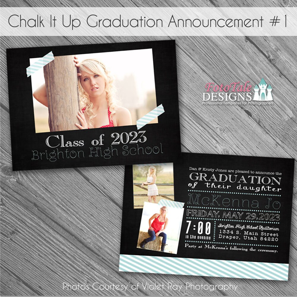 INSTANT DOWNLOAD - Chalk It up Graduation Announcement No. 1- 5x7 Photo ...
