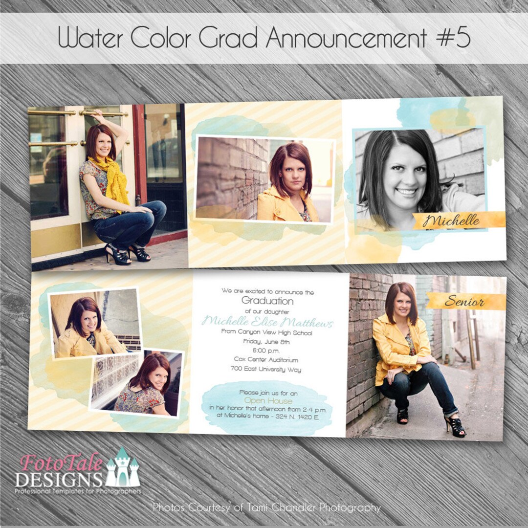 Water Color Grad Ann 5- Custom Photo Templates for Photographers on ...