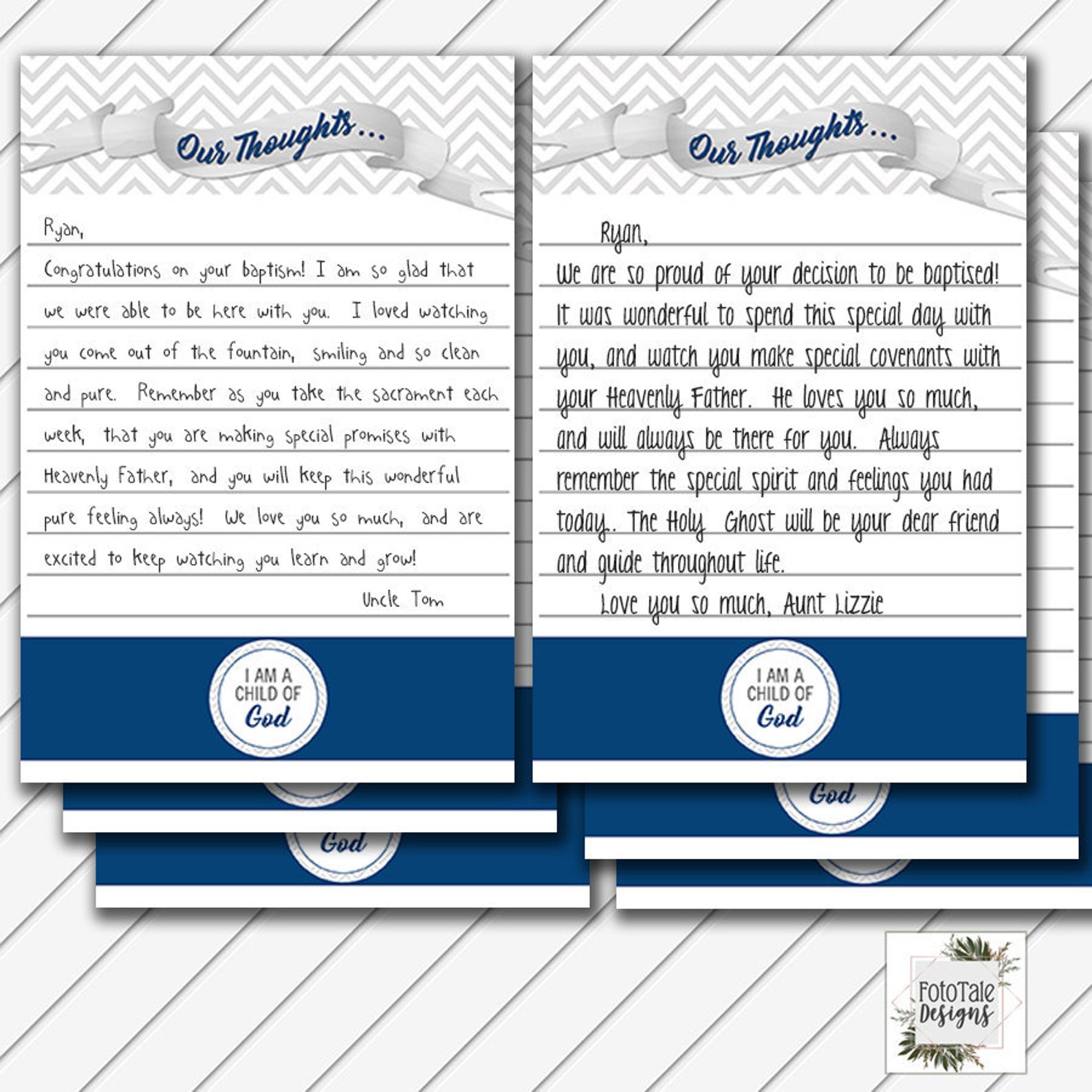 LDS Baptism Testimony Card, 5x7 and 4x6 Card, Digital Printable, Navy ...