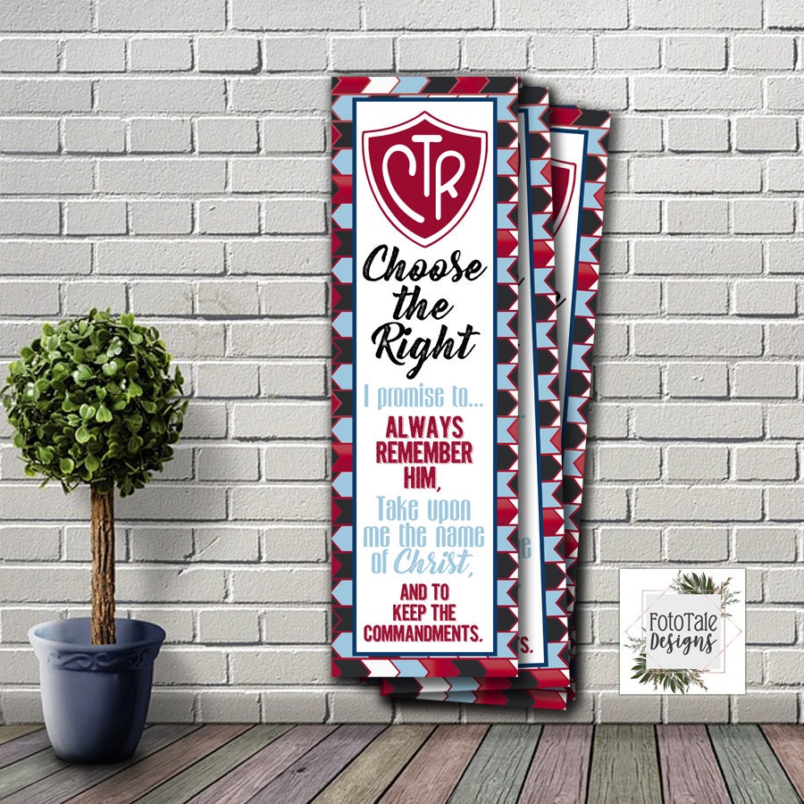 LDS Baptism Bookmark Handout, 2x7 Card, Digital Printable, Red Black ...