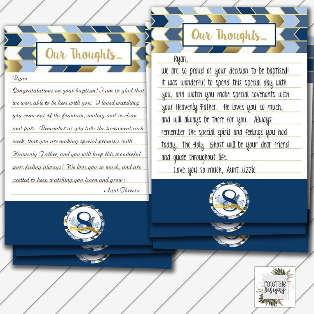 LDS Baptism Testimony Card, 5x7 and 4x6 Card, Digital Printable, Navy ...
