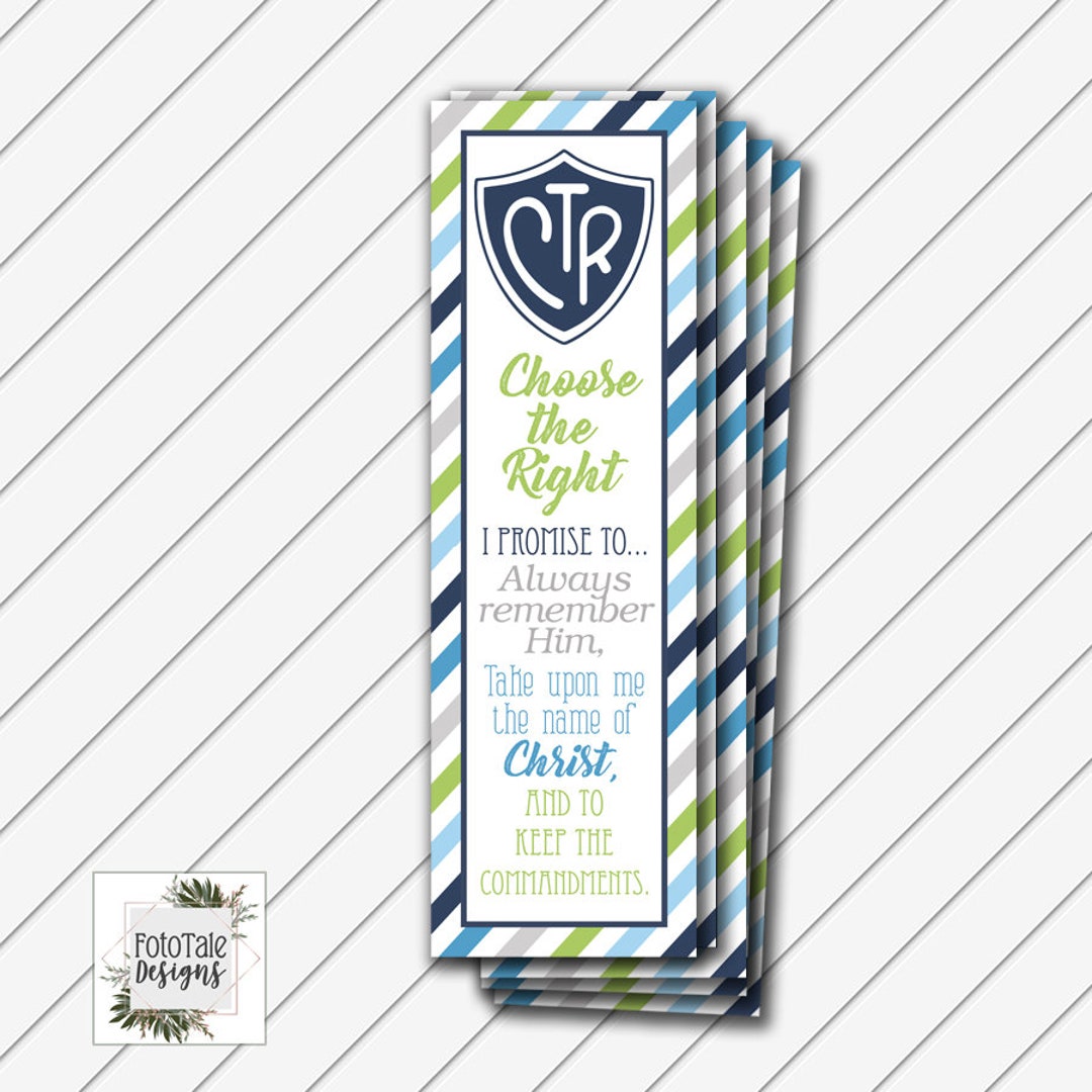 LDS Baptism Bookmark Handout, 2x7 Card, Digital Printable, Navy Blue ...