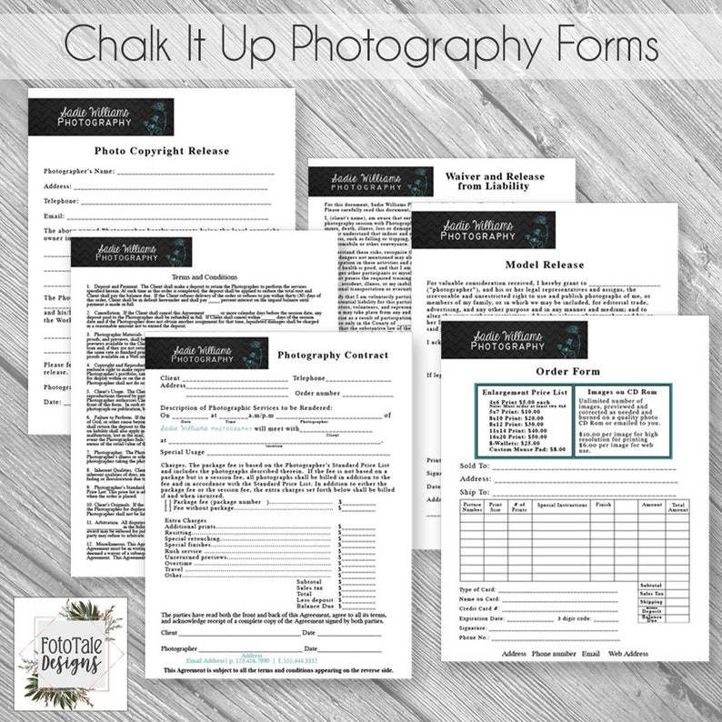 INSTANT DOWNLOAD- Professional Photography Forms- Contract, Model ...