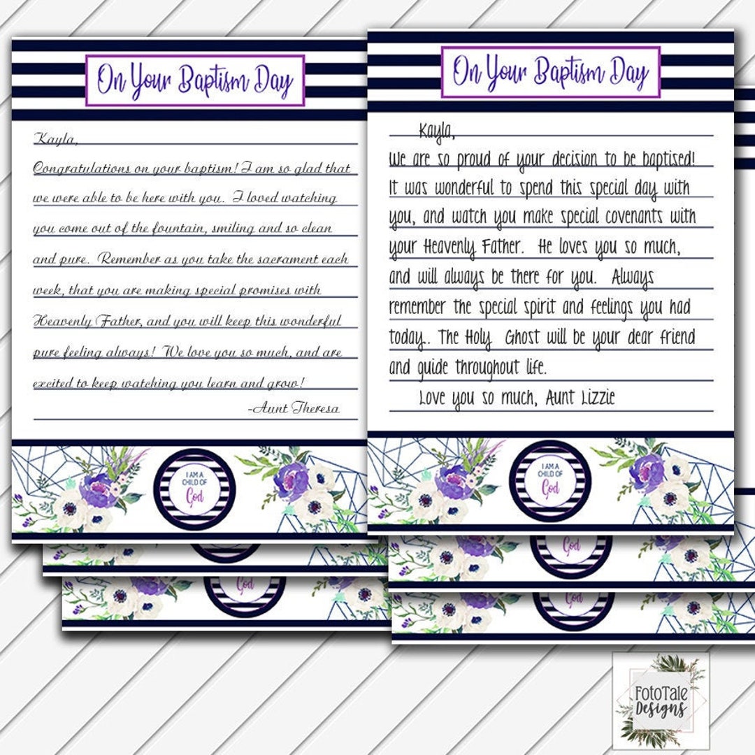 LDS Baptism Testimony Card, 5x7 and 4x6 Card, Digital Printable, Purple ...