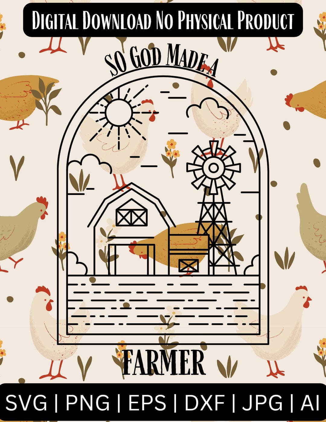 So God Made a Farmer SVG | Rustic Barn Farm Scene Design | Digital ...