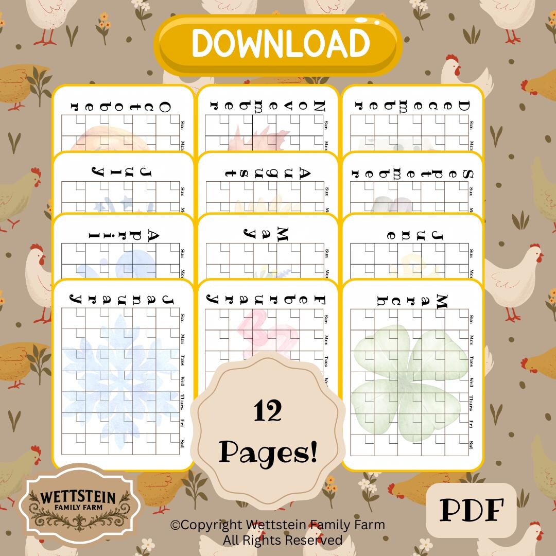Rustic Monthly Calendar Printable | Undated 12-month Planner PDF ...