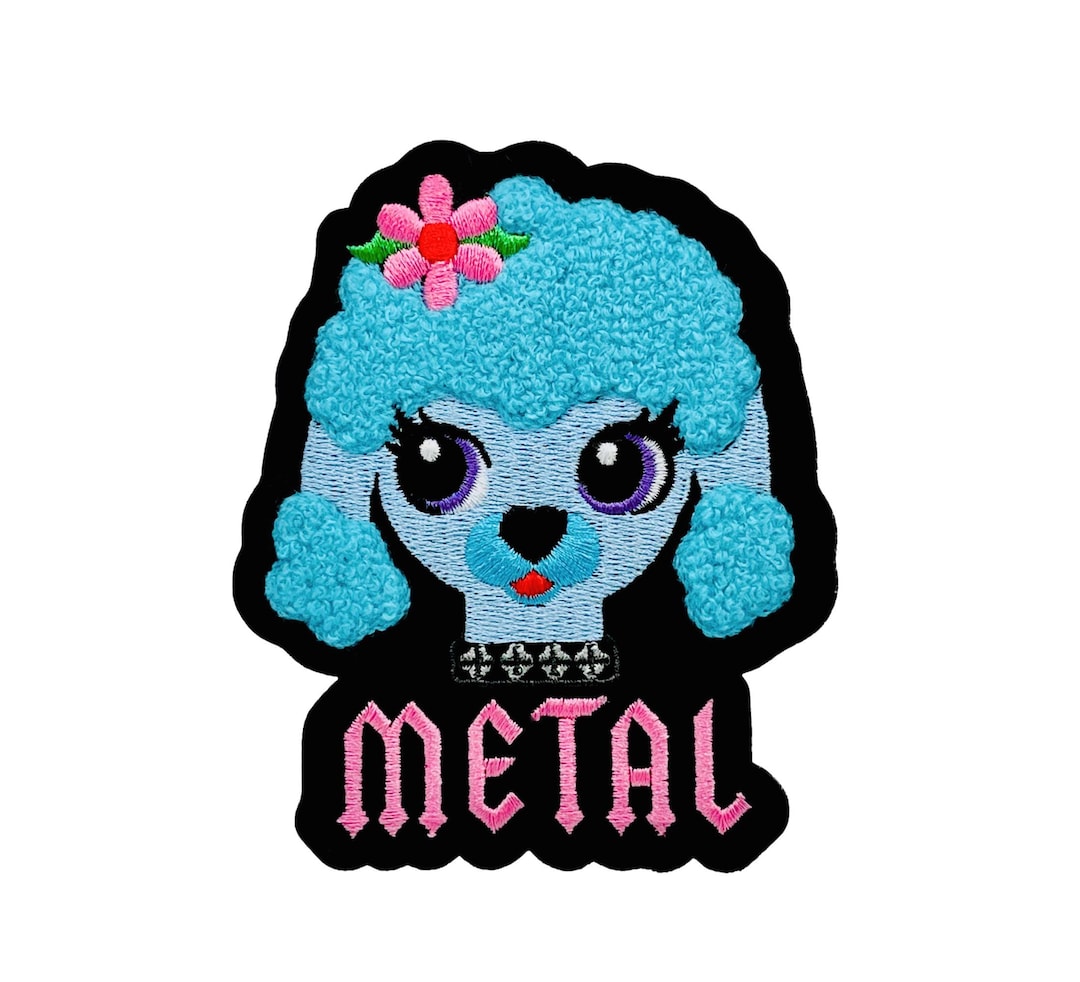 Metal Poodle Patch - Cute Retro Heavy Metal Dog Embroidered Iron-on ...