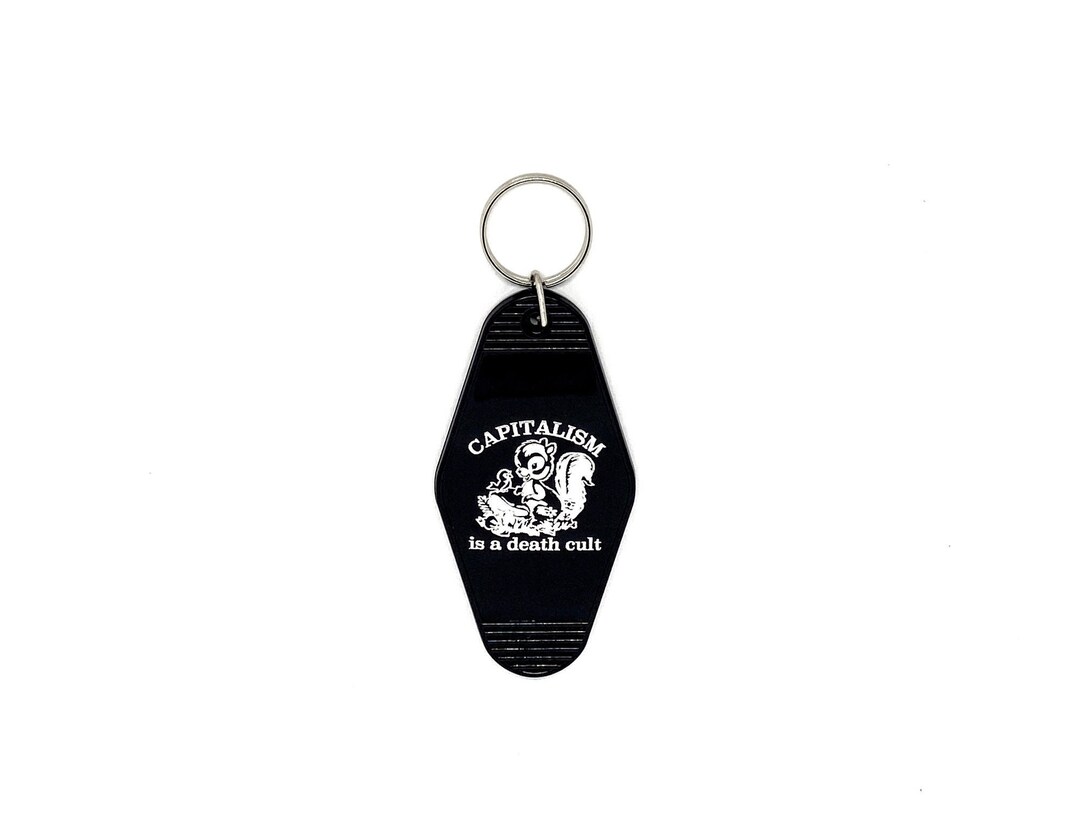 Capitalism is a Death Cult Metallic Silver Motel Keychain - Anti ...