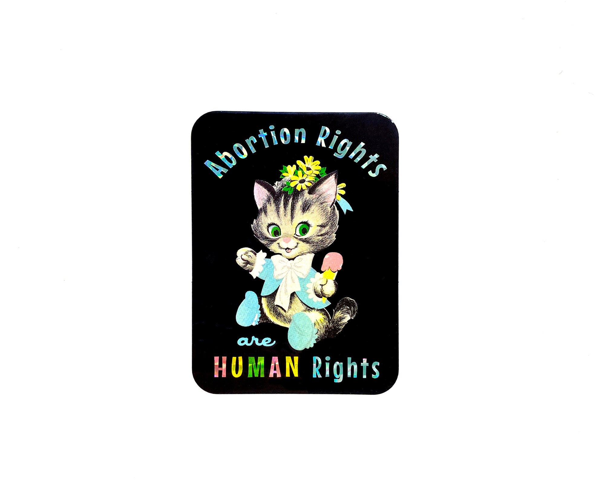 Cute Retro Kitty Abortion Rights are Human Rights Sticker | Etsy