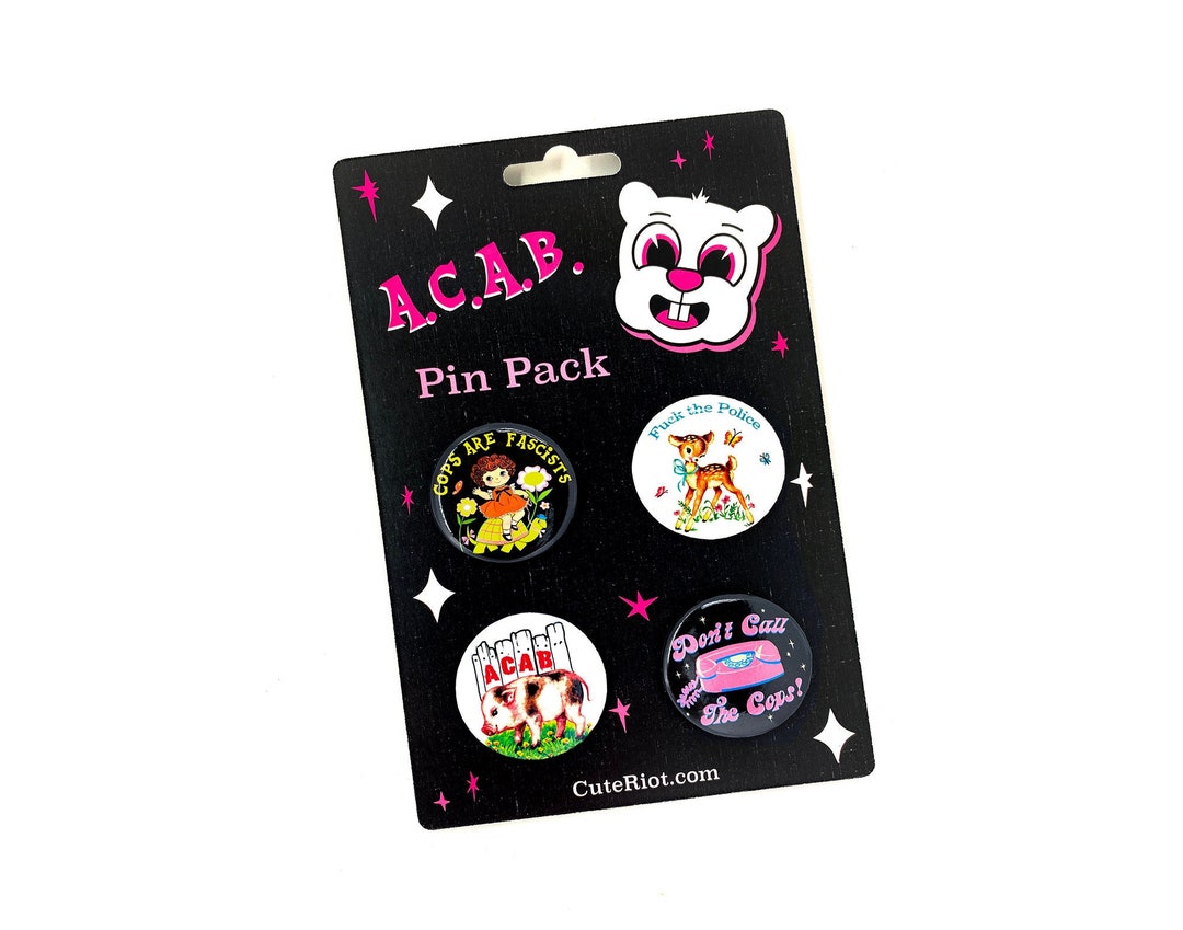 Cute Retro ACAB Pin Pack Anti-fascist Antifa Buttons Fuck the Police ...