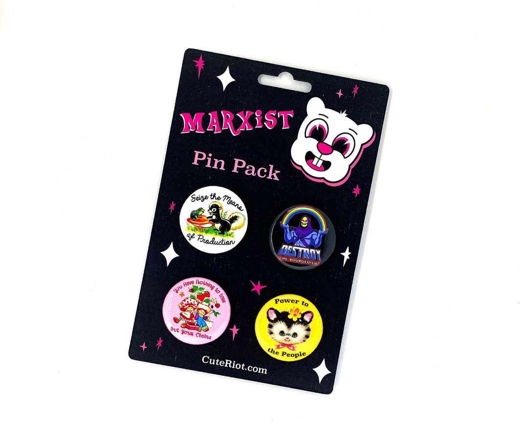 Cute Retro Marxist Pin Pack Communist Buttons Seize the Means of ...