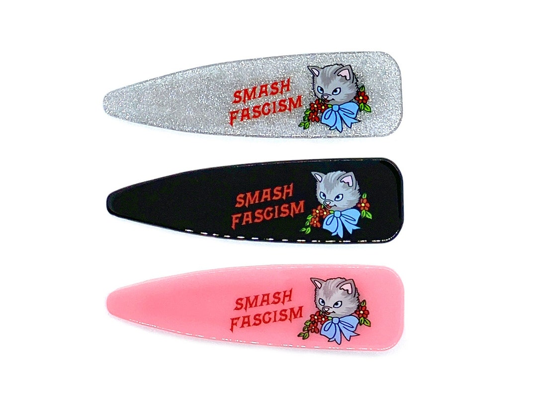 Cute Kitty Smash Fascism Hair Clip - Anti-fascist Barrette Hairclip ...