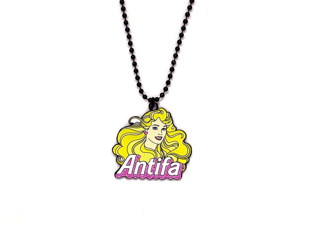 Cute Retro Antifa Glitter Necklace ACAB Smash Fascism Antifascist Lapel ...