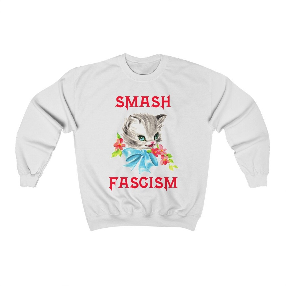 Cute Kitty Smash Fascism Sweatshirt Antifa Sweatshirt - Etsy