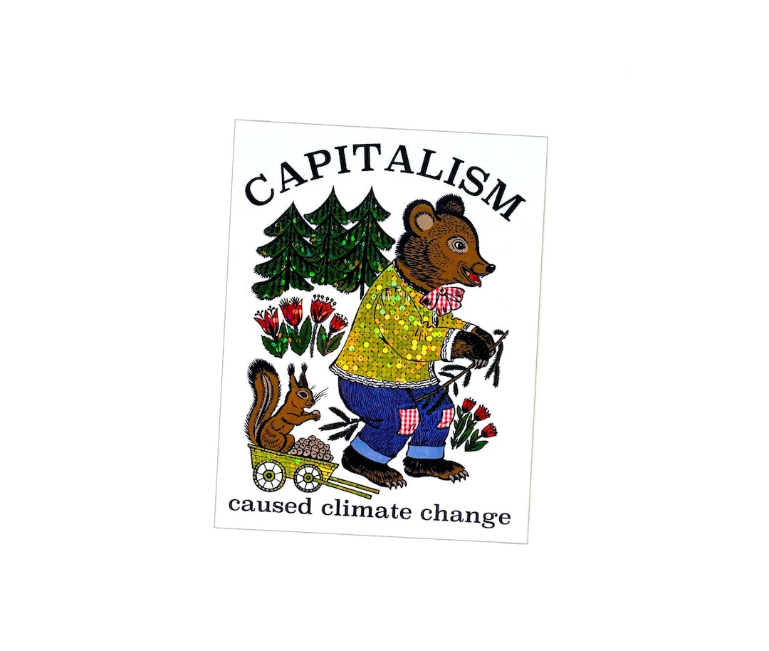 Cute Retro Capitalism Caused Climate Change Sticker - Save the Planet ...